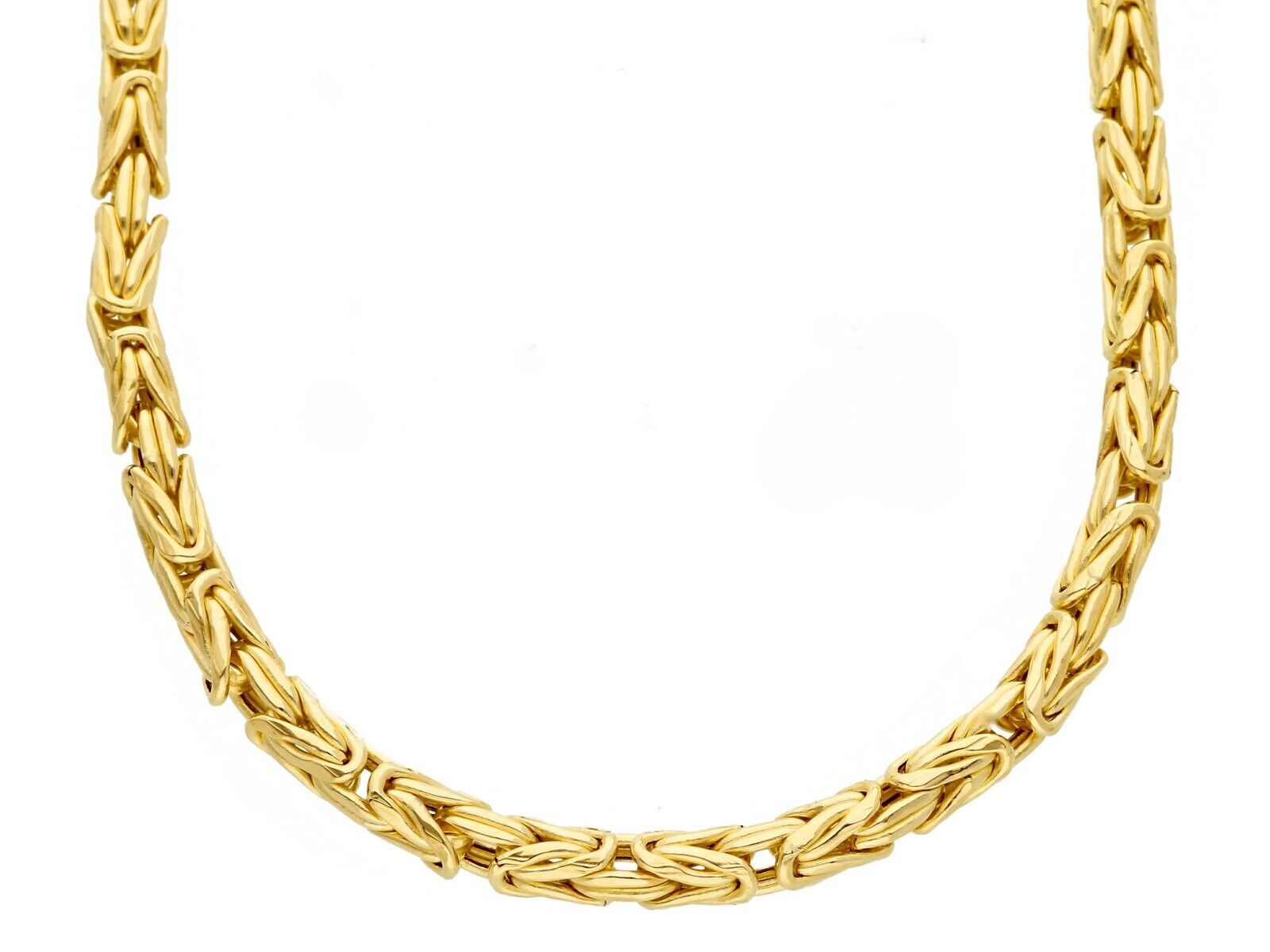 18K YELLOW GOLD ROUNDED TUBOLAR 4mm BYZANTINE CHAIN NECKLACE, LENGTH 5