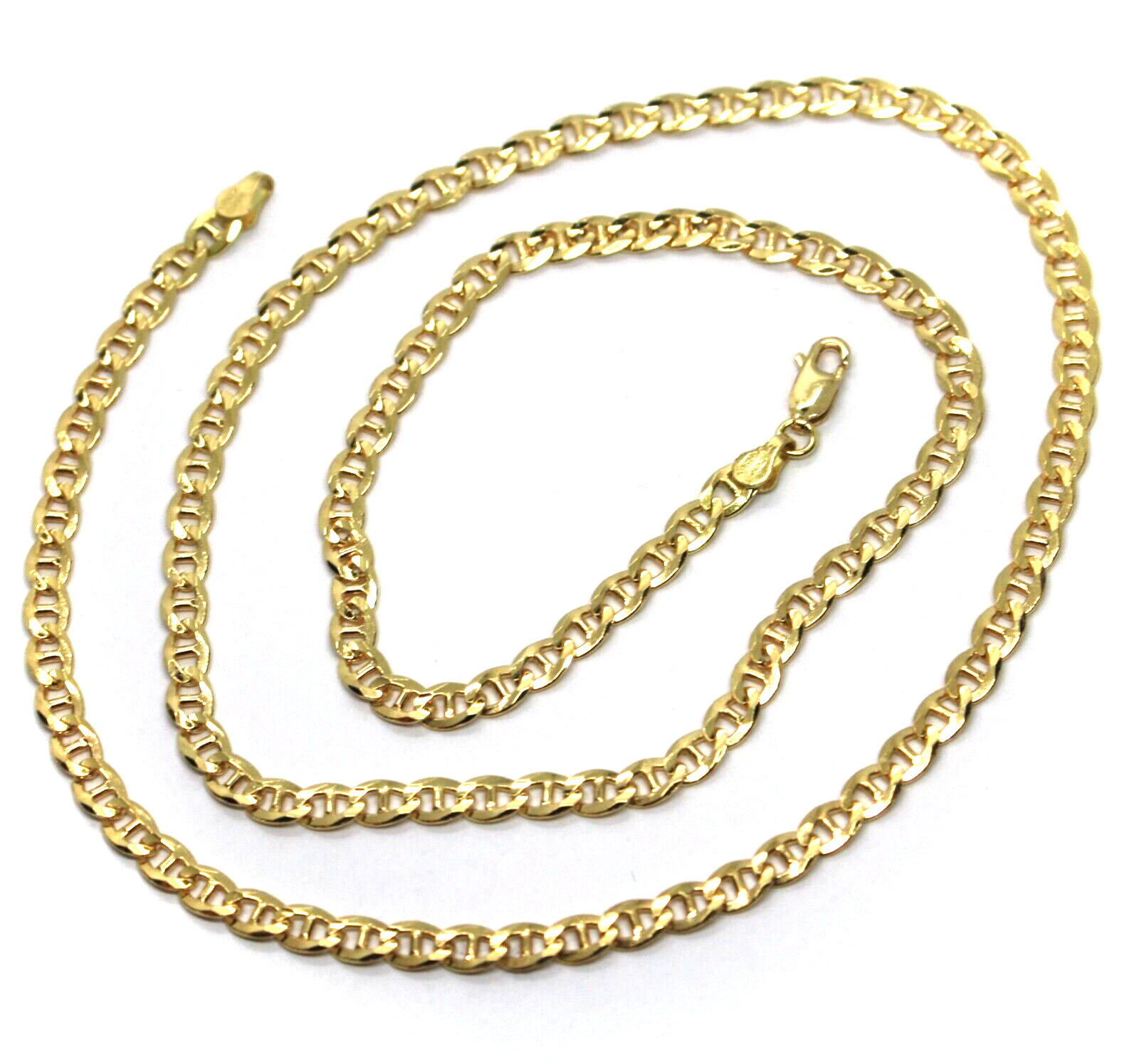 solid 18k yellow gold chain flat boat mariner oval nautical 4.5mm link